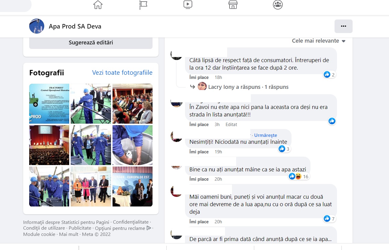 Apa Prod limitează comentariile pe pagina de Facebook, după criticile ...
