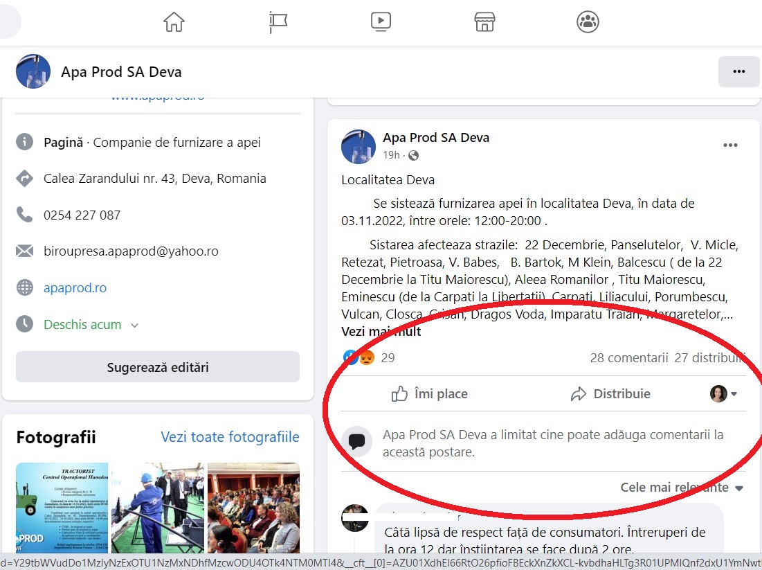Apa Prod limitează comentariile pe pagina de Facebook, după criticile ...