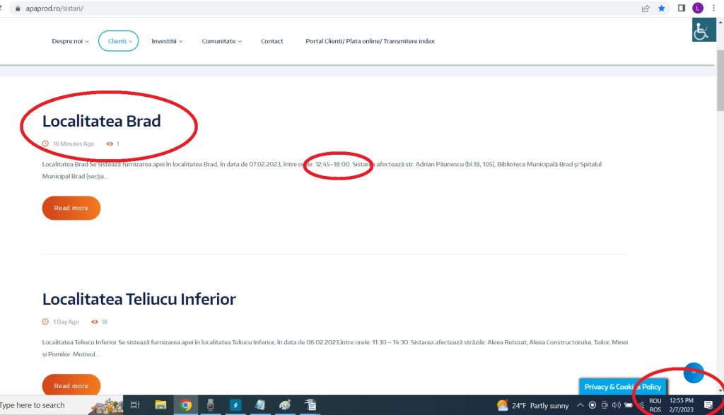BRAD. Apa Prod anunță cu șase minute înainte să ia apa. O secție a ...